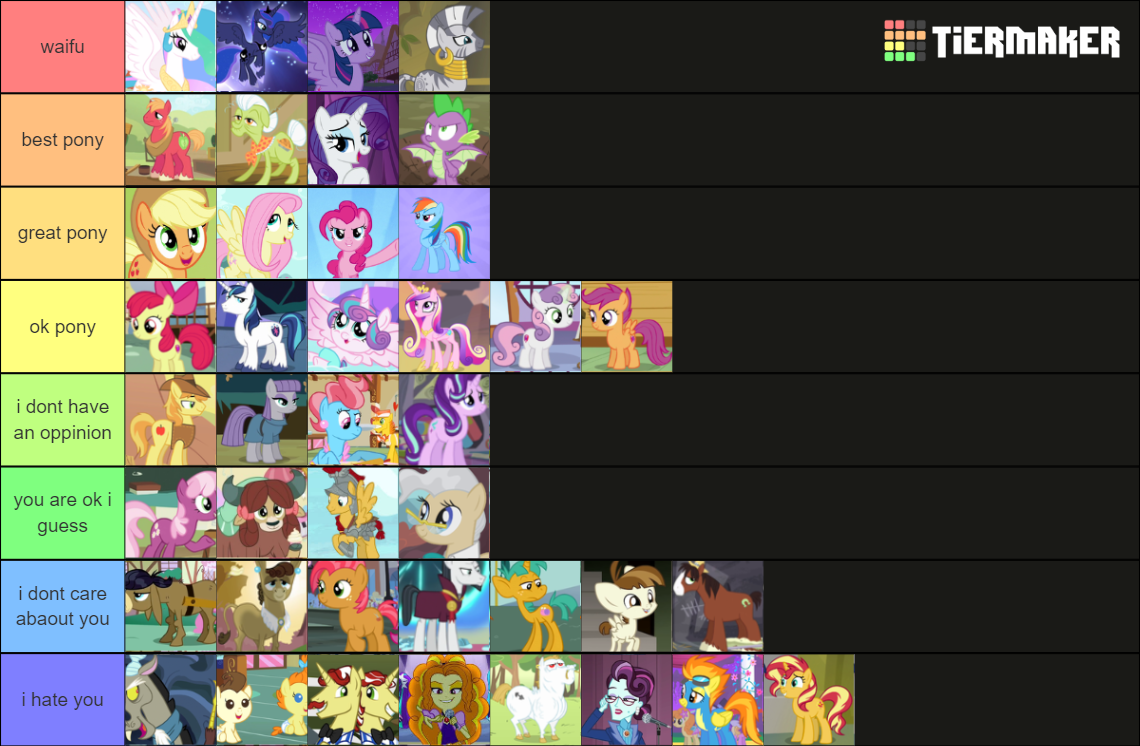 mlp charecters Tier List (Community Rankings) - TierMaker