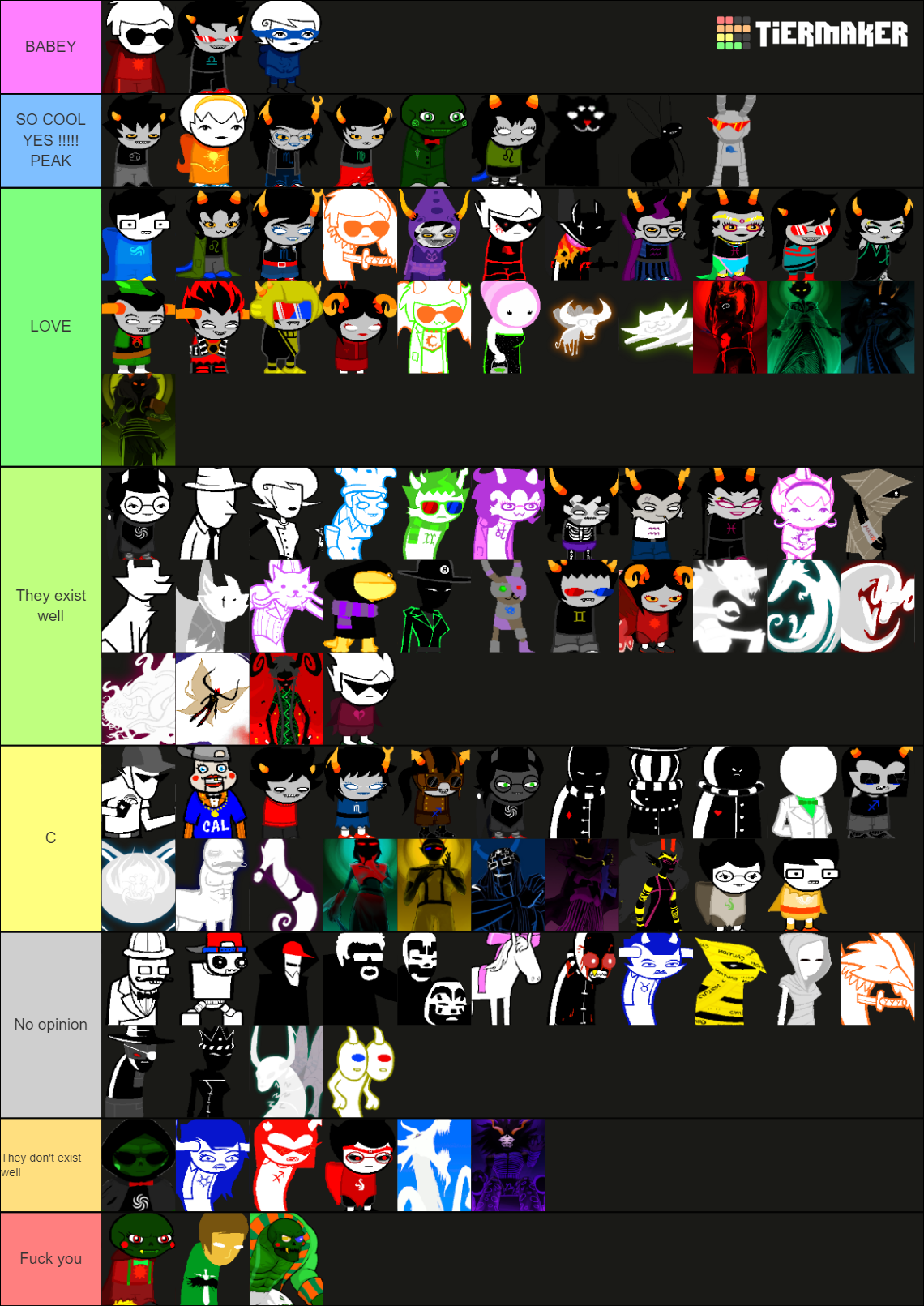 Homestuck Characters Original Series Ultimate Tierlist Tier List ...