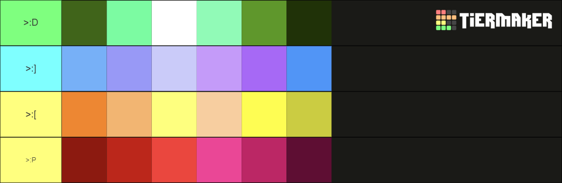Color Teirlist Tier List (Community Rankings) - TierMaker