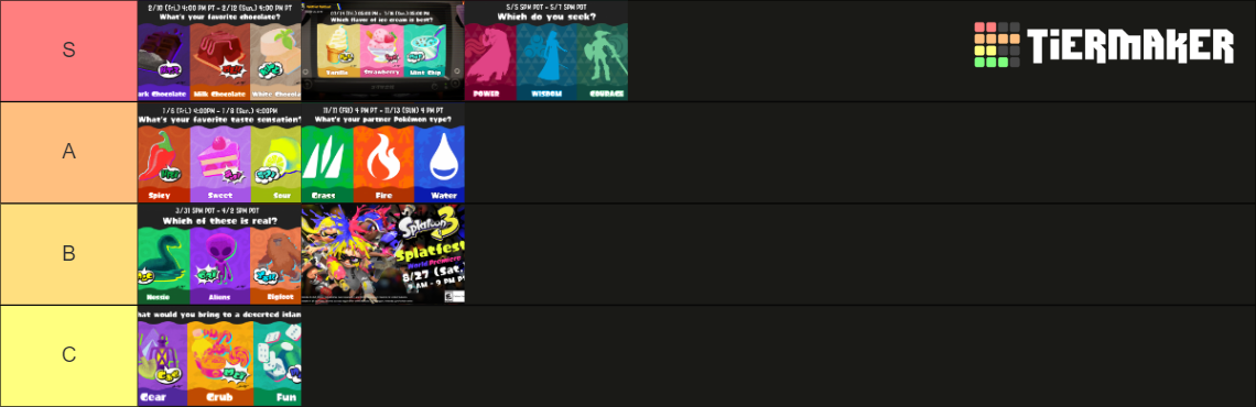 Splatoon 3 Splatfests Tier List (Community Rankings) - TierMaker