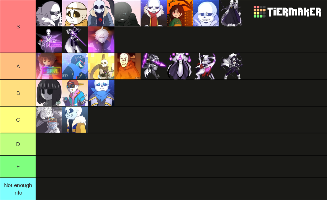 Underverse/XTale characters Tier List (Community Rankings) - TierMaker