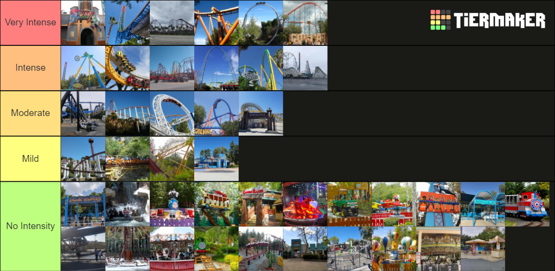 Six Flags Magic Mountain Ride Intensity Tier List (Community Rankings ...
