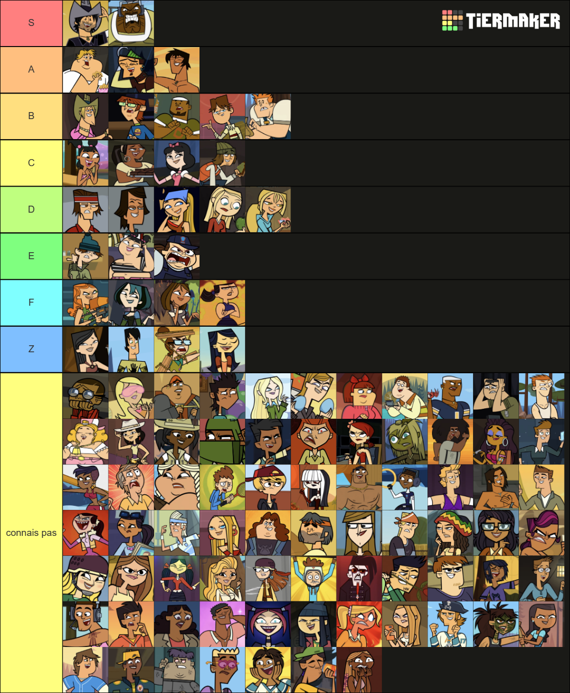 every total drama character (island 2007-island 2023) Tier List ...