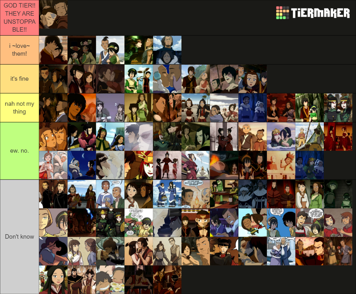 Avatar: The Last Airbender Ship (with rarepairs) Tier List (Community ...