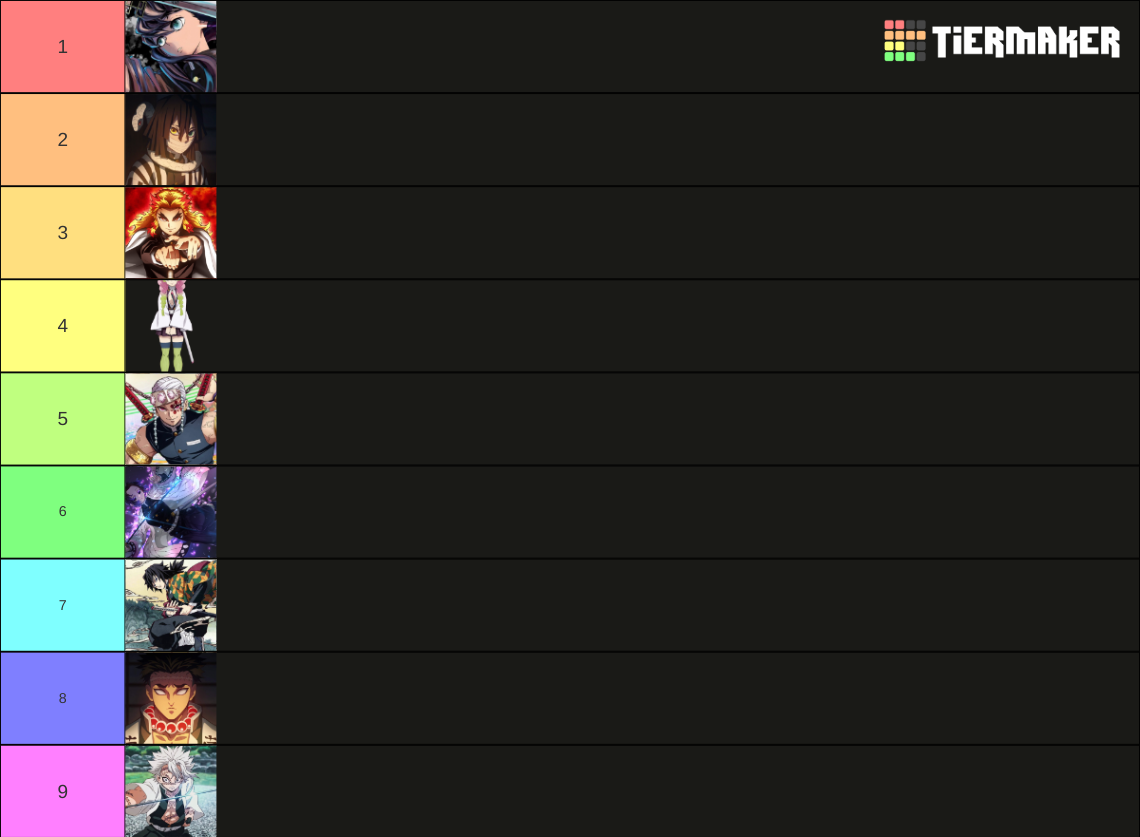 Demon slayer Hashira ranking Tier List (Community Rankings) - TierMaker