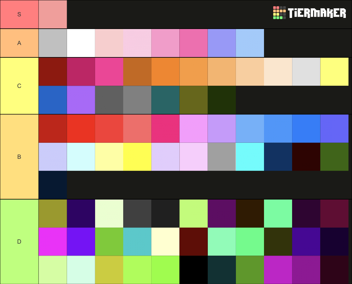 Color Teirlist Tier List (Community Rankings) - TierMaker