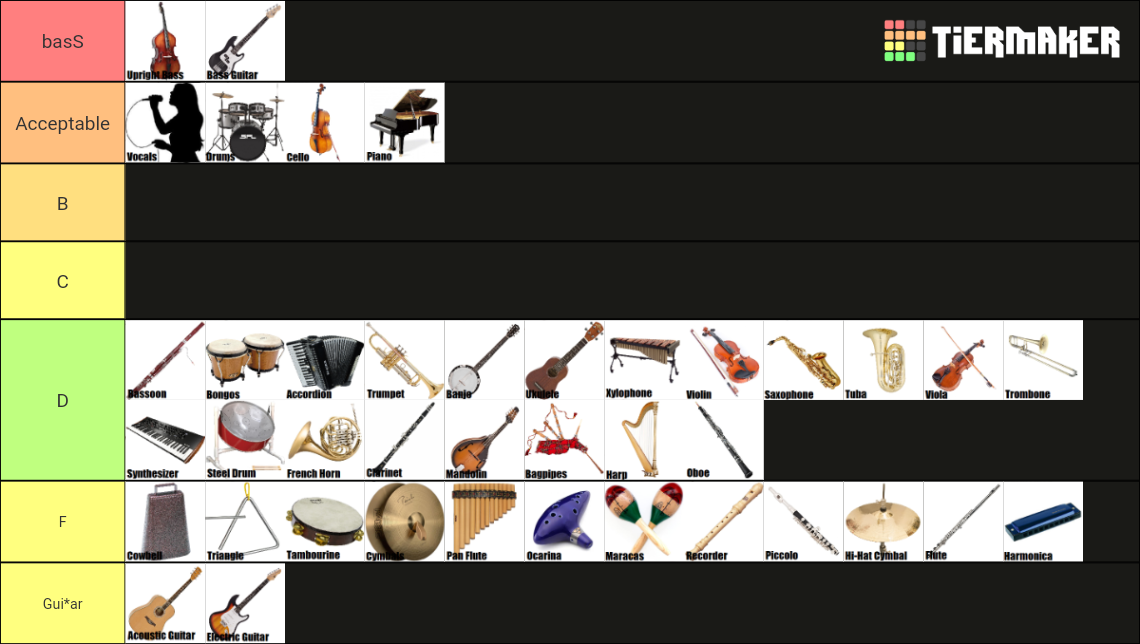 Ultimate Instrument Tier List (Community Rankings) - TierMaker