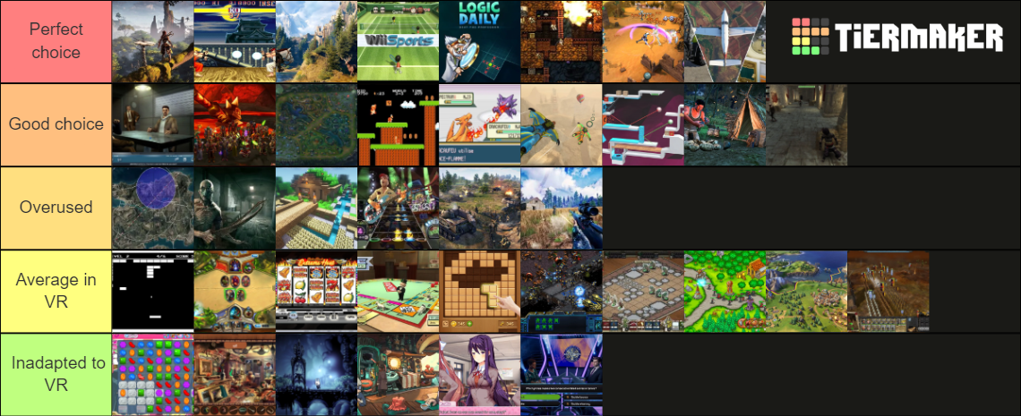 Game genre for VR developpement Tier List (Community Rankings) - TierMaker