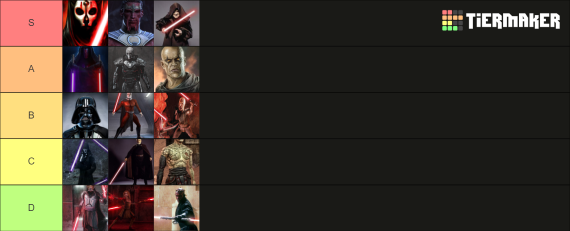 Star Wars Sith Lord Strength Tier List (Community Rankings) - TierMaker