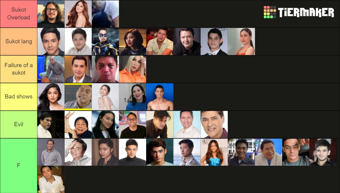 Pinoy Bad Celebrities Tier List (Community Rankings) - TierMaker