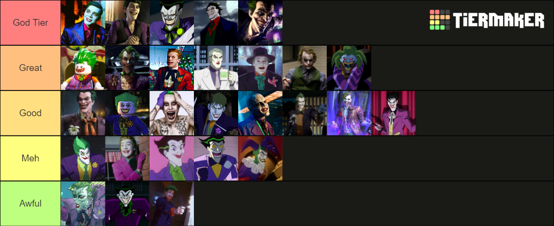 Incarnations of The Joker Tier List (Community Rankings) - TierMaker