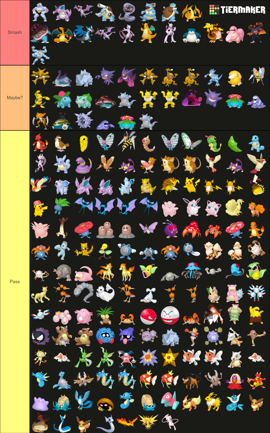 Pokemon Smash or Pass Gen 1 Tier List (Community Rankings) - TierMaker