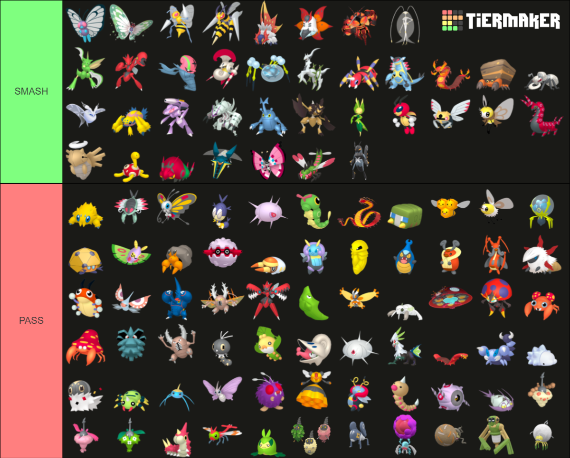 Every Bug-Type Pokemon (Updated as of May 2023) Tier List (Community ...