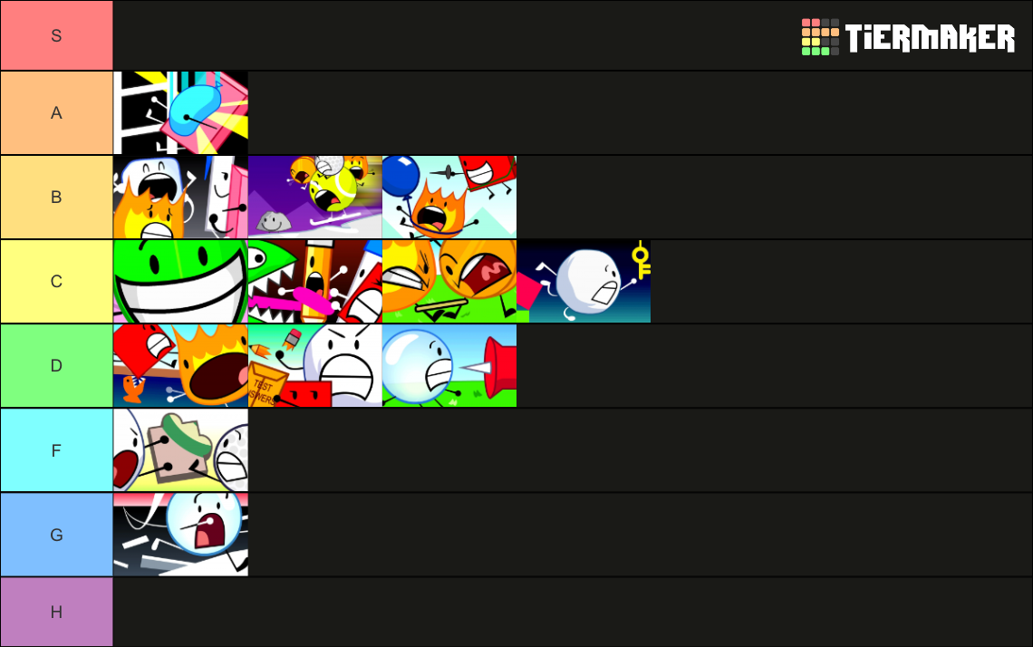 All BFDI episodes (as of TPOT 8 + BFDIA 8) Tier List (Community Rankings) - TierMaker