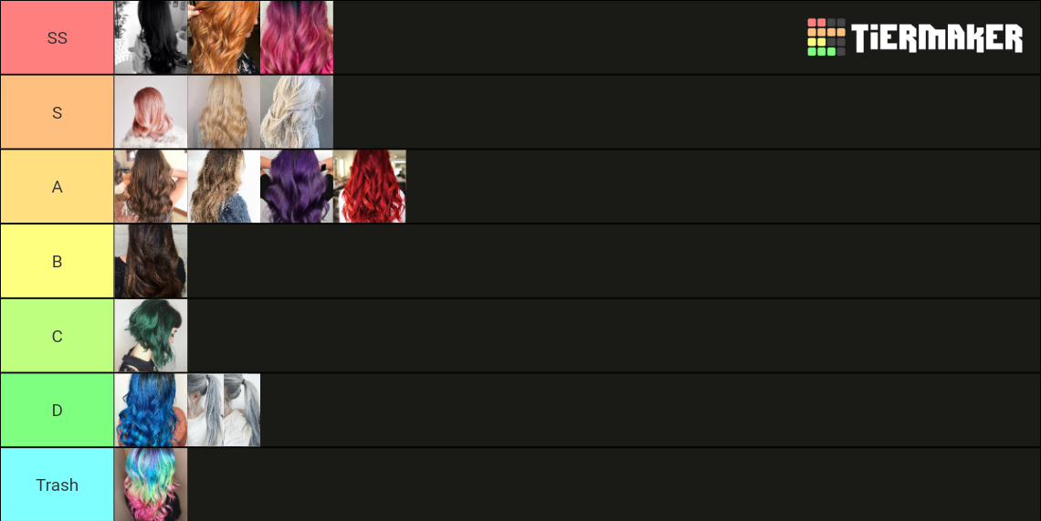 Hair Color Tier List (Community Rankings) - TierMaker