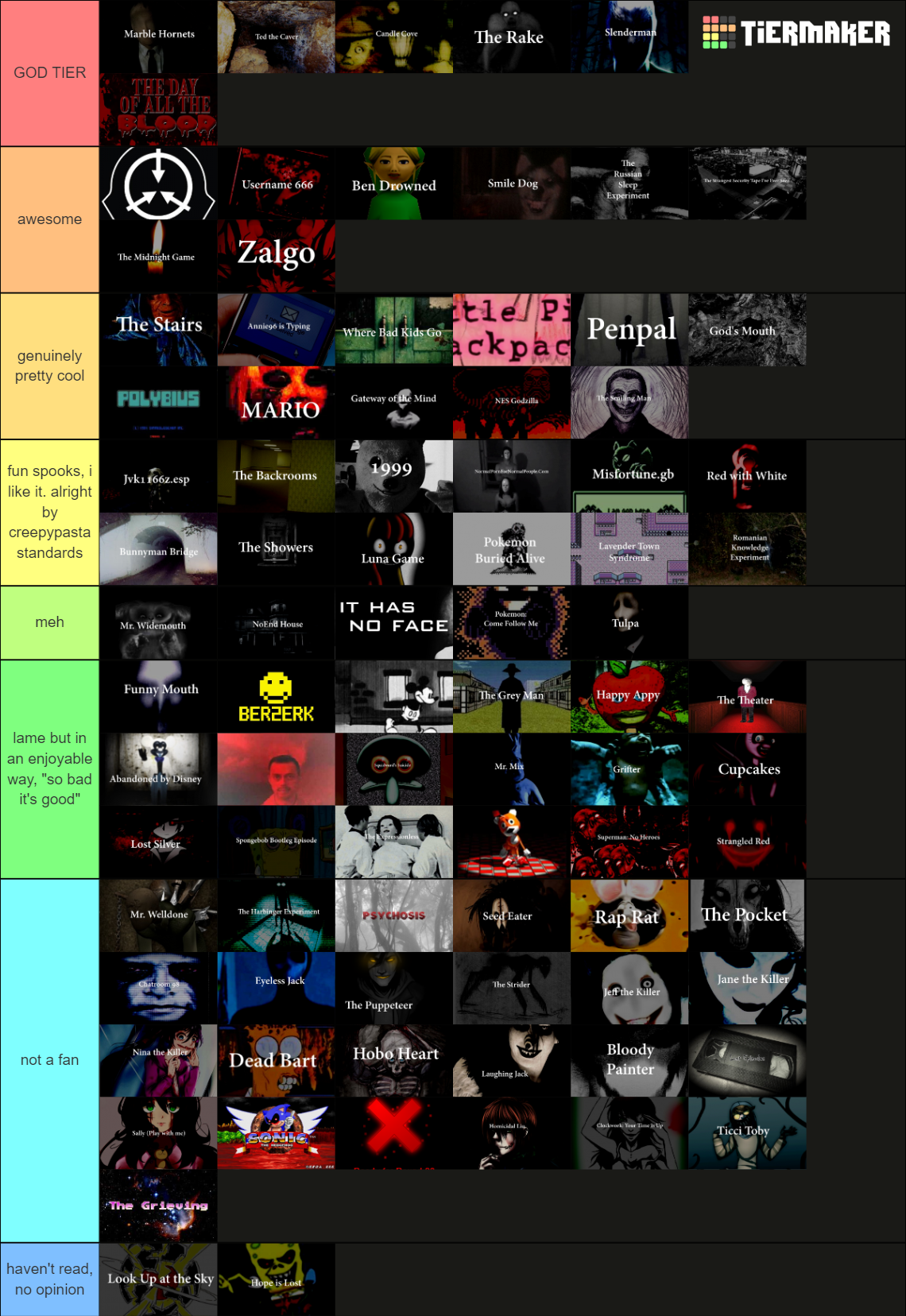 60+ Creepypasta Stories Tier List (Community Rankings) - TierMaker