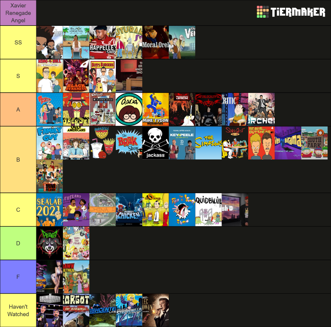 Adult Comedy Shows/Cartoons Tier List (Community Rankings) - TierMaker