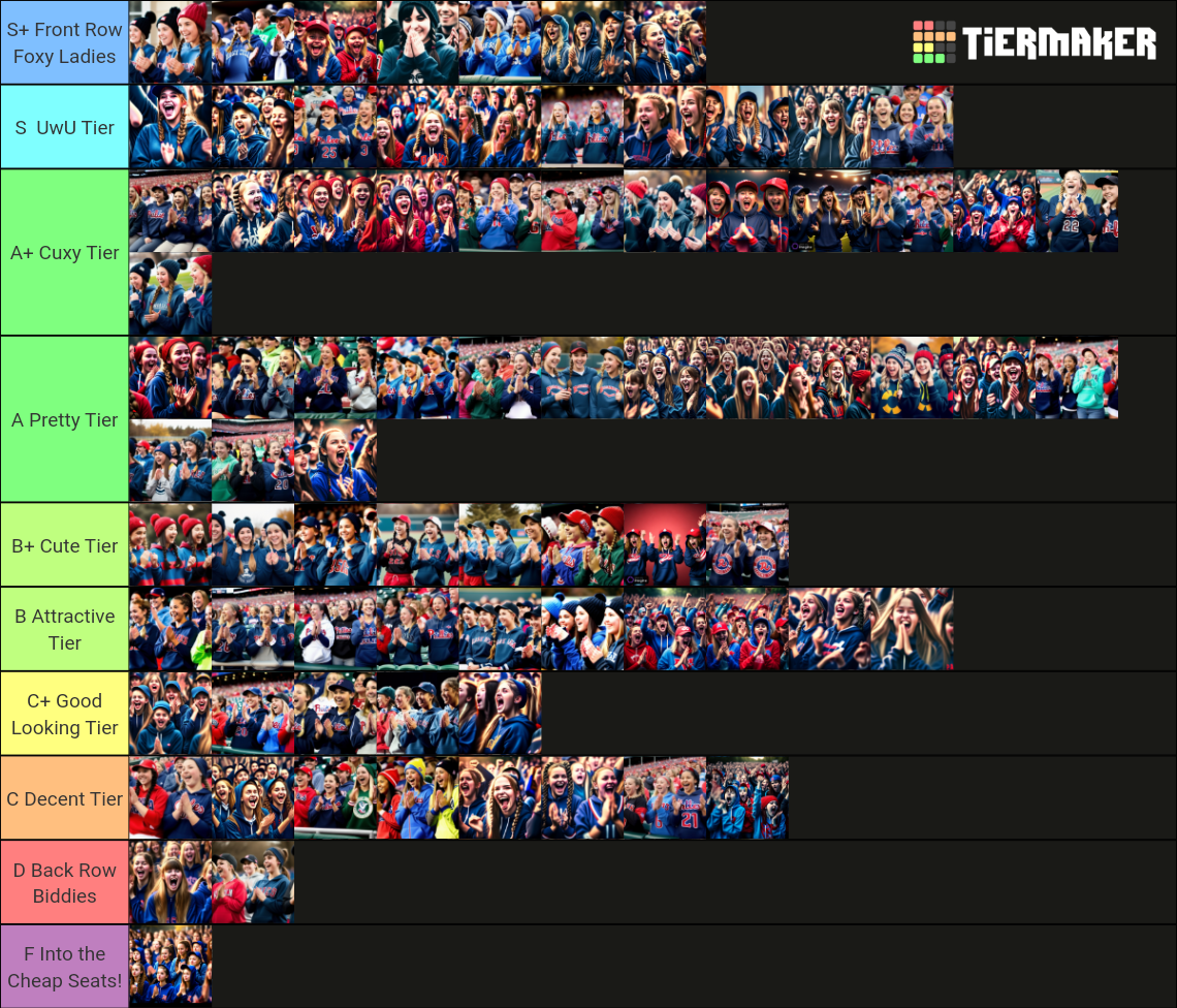 of AI Generated Female Fans in Blue Hoodies Part 1 Tier List (Community ...