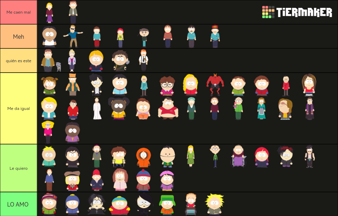 South Park characters Tier List (Community Rankings) - TierMaker