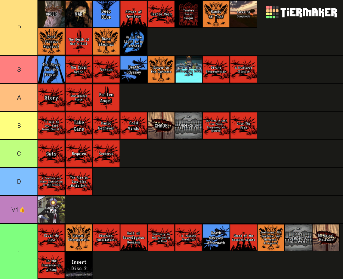 ULTRAKILL OST (P-2 Included) Tier List (Community Rankings) - TierMaker