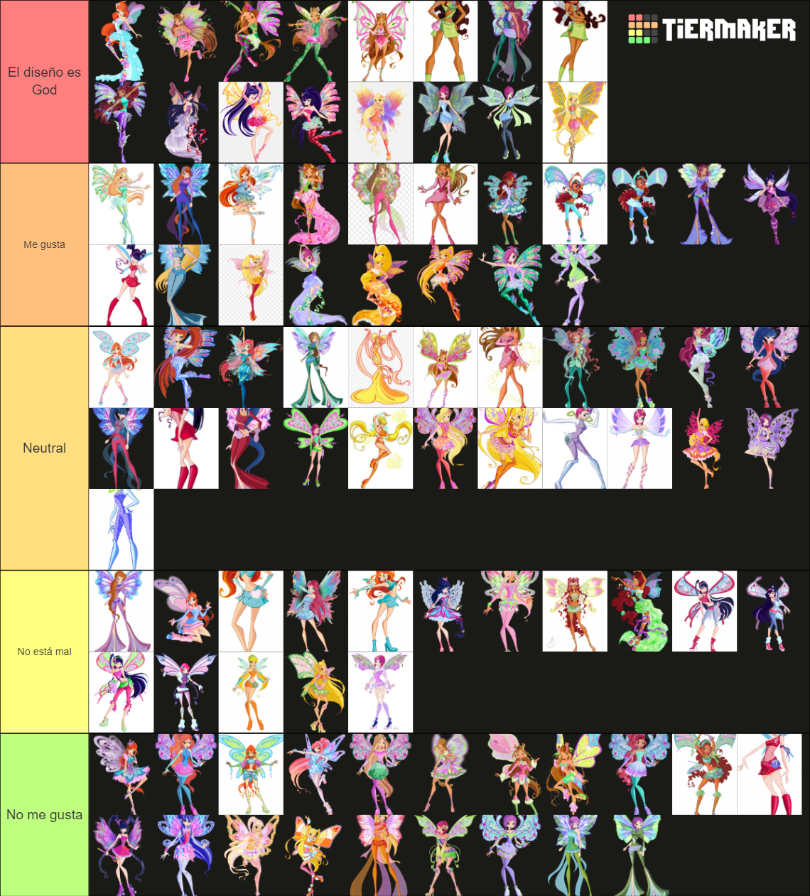 Winx Club transformations Tier List (Community Rankings) - TierMaker