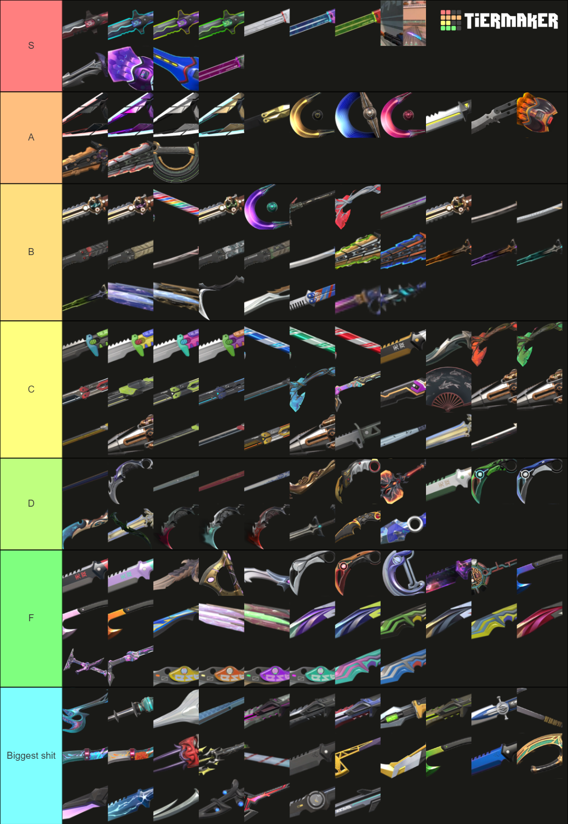 Valorant knife skins (may 2023) Tier List (Community Rankings) - TierMaker