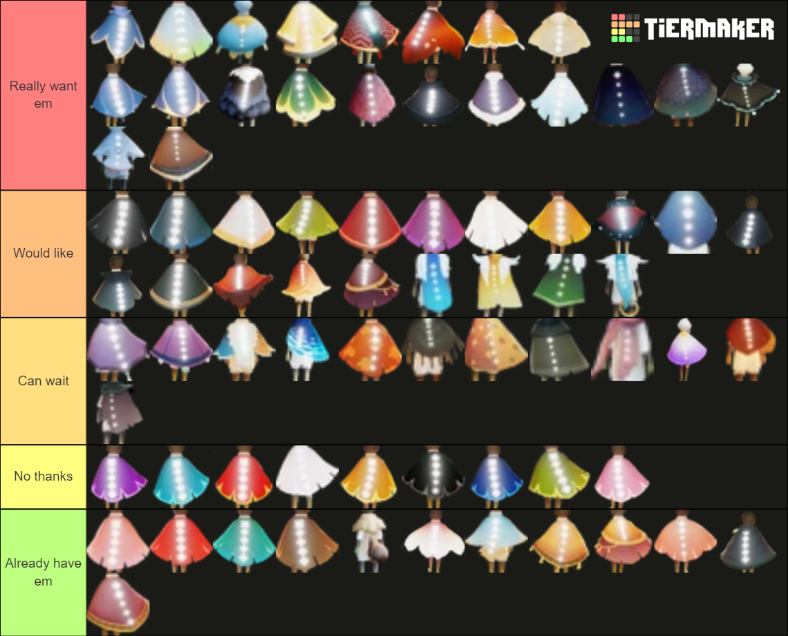 Sky Cotl Capes (2023) Tier List (Community Rankings) - TierMaker