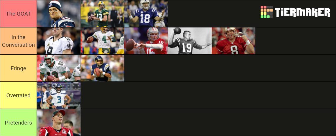 NFL GOAT QB Rankings Tier List (Community Rankings) - TierMaker