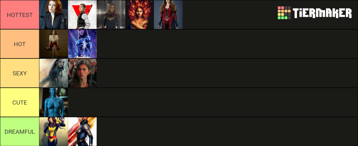 HOTTEST FEMALE MARVEL CHARACTERS Tier List (Community Rankings) - TierMaker