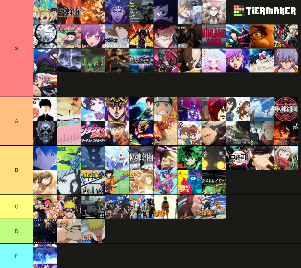 anime ops :) Tier List (Community Rankings) - TierMaker