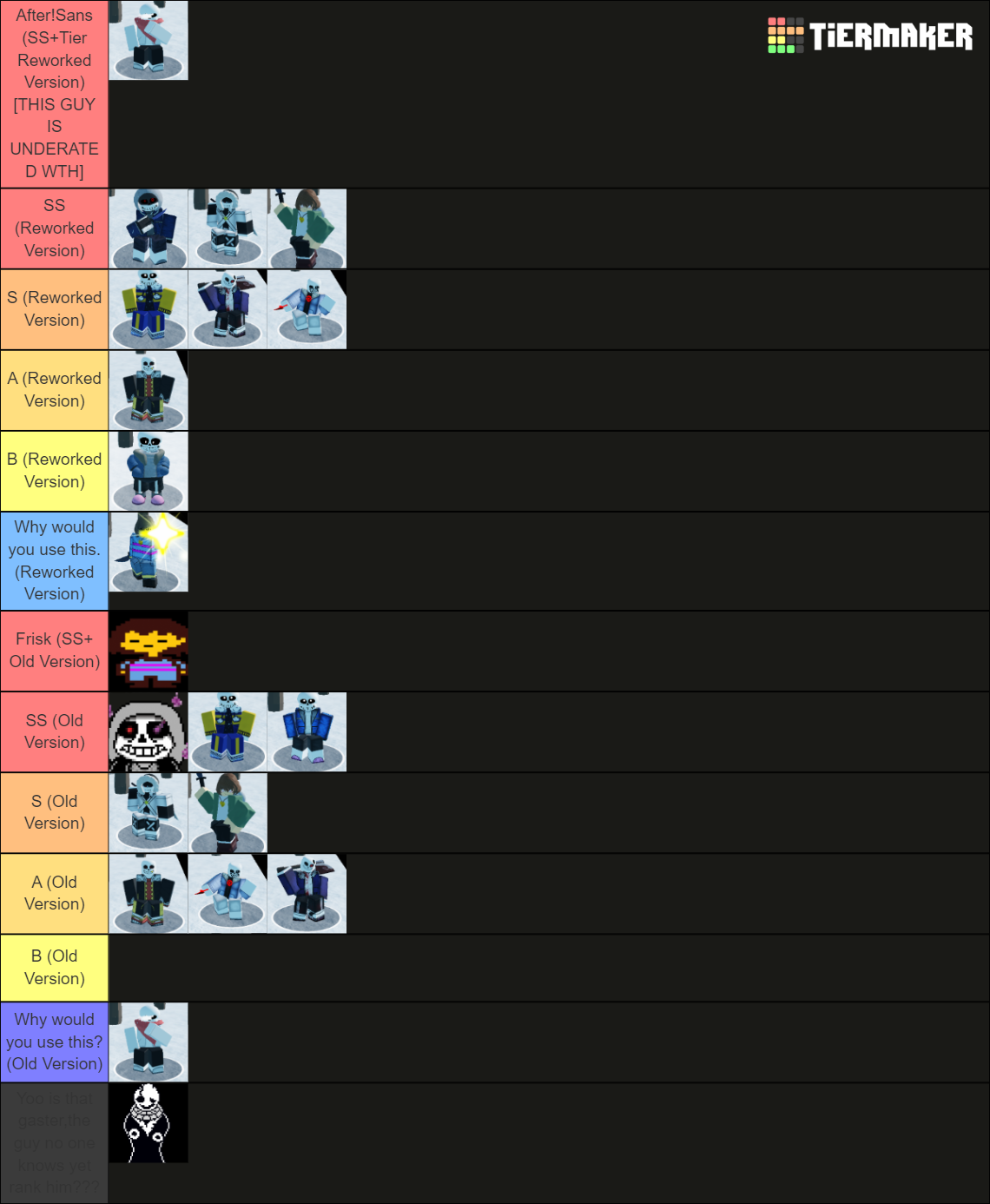 Undertale AU tower defense Tier List (Community Rankings) - TierMaker