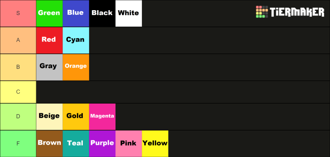 Favorite Color Tier List (Community Rankings) - TierMaker