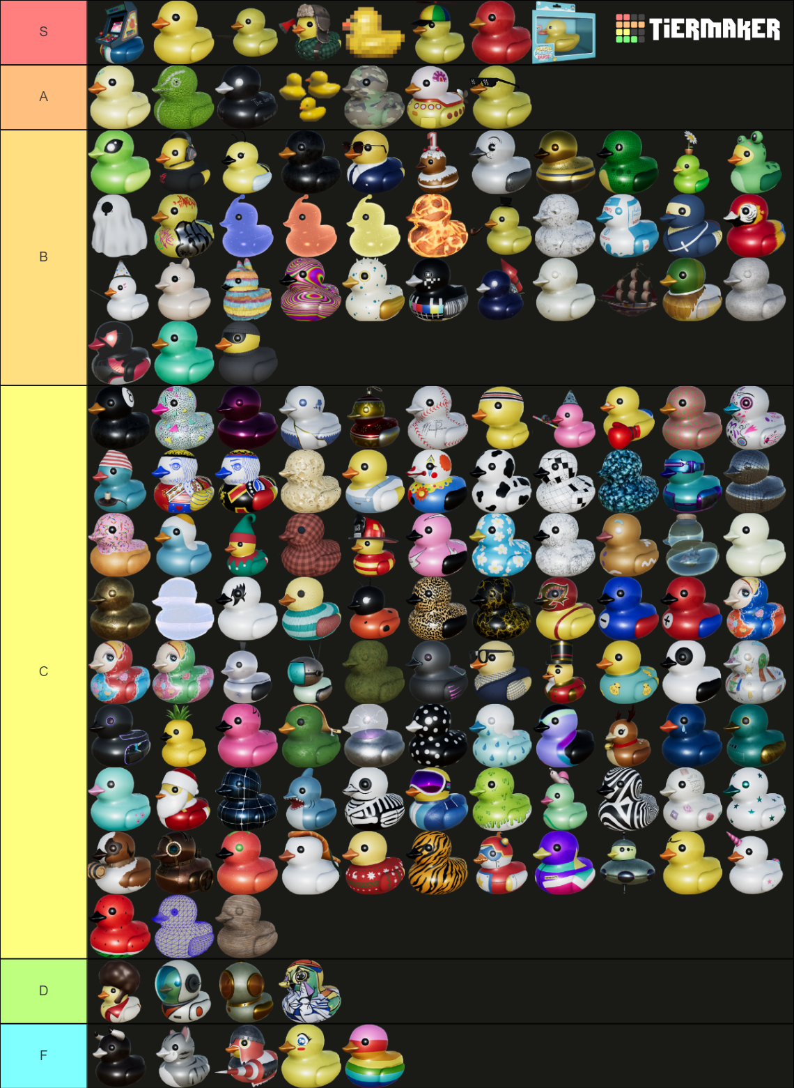 Placid Plastic Duck Simulator Ducks (w/ Rooftop One Percent) Tier List ...