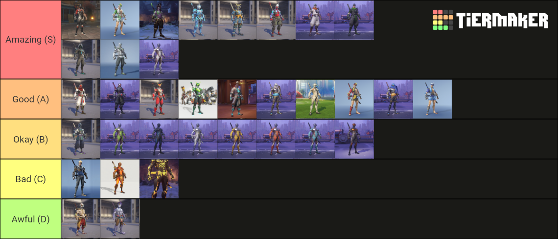 Genji skins as of June 2023 Tier List (Community Rankings) - TierMaker
