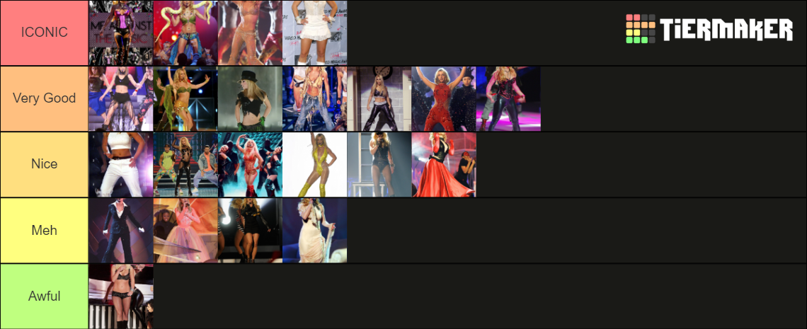 Britney Spears's award show performances outfits Tier List (Community ...