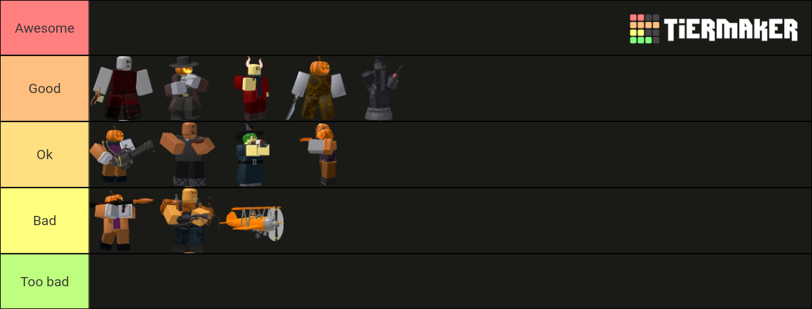 TDS Halloween 2019 Skins Ranking Tier List (Community Rankings) - TierMaker