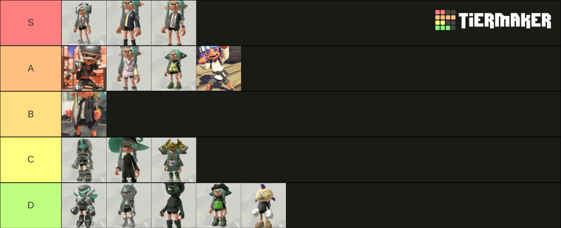 splatoon amiibo gear (including splatoon 3) Tier List (Community ...