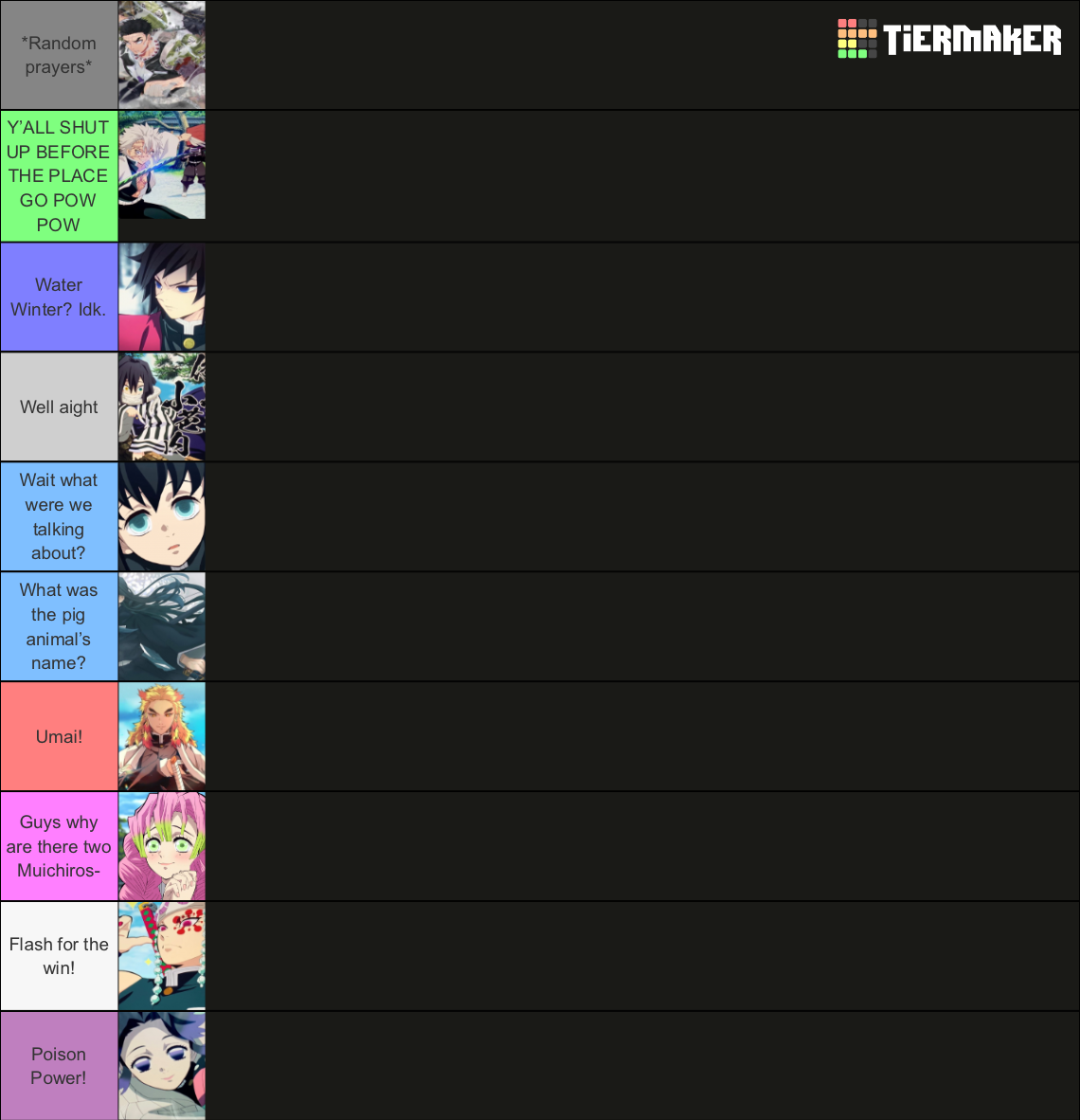 Demon Slayer Hashira ! Tier List (Community Rankings) - TierMaker