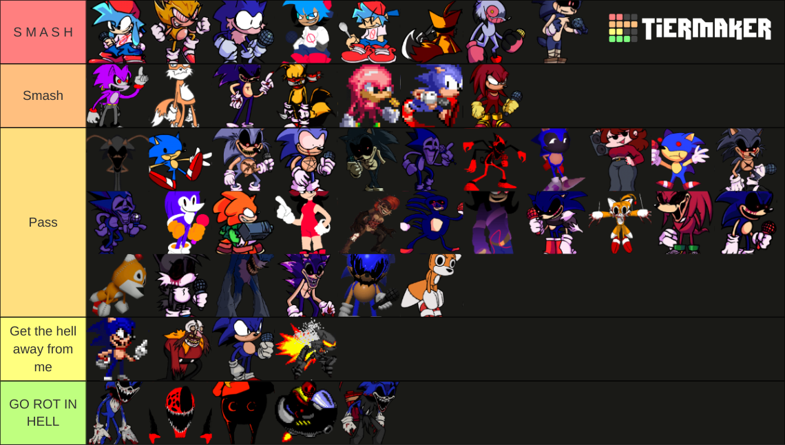 Sonic.EXE Smash or Pass Tier List (Community Rankings) - TierMaker