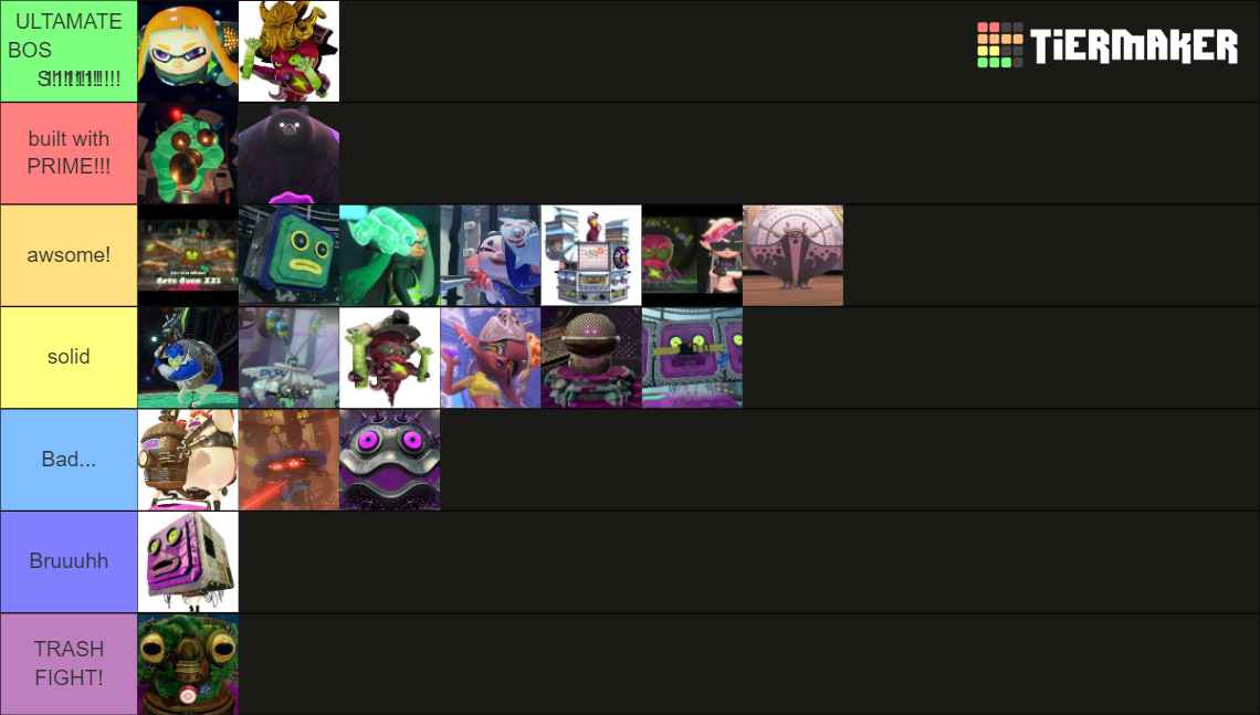 ALL splatoon bosses from all games ranked Tier List (Community Rankings ... ALL splatoon bosses from all games ranked Tier List (Community Rankings ...