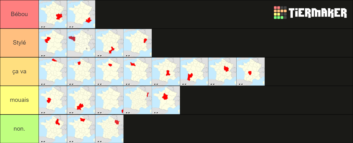 des régions de France Tier List (Community Rankings) - TierMaker
