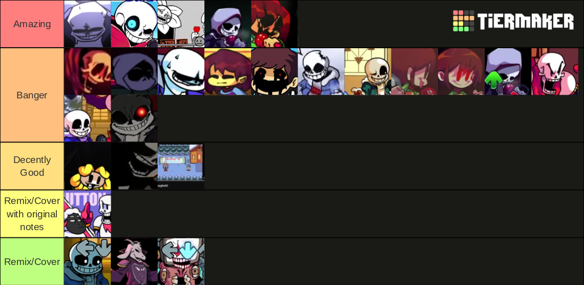 Best Undertale fnf mod songs Tier List (Community Rankings) - TierMaker