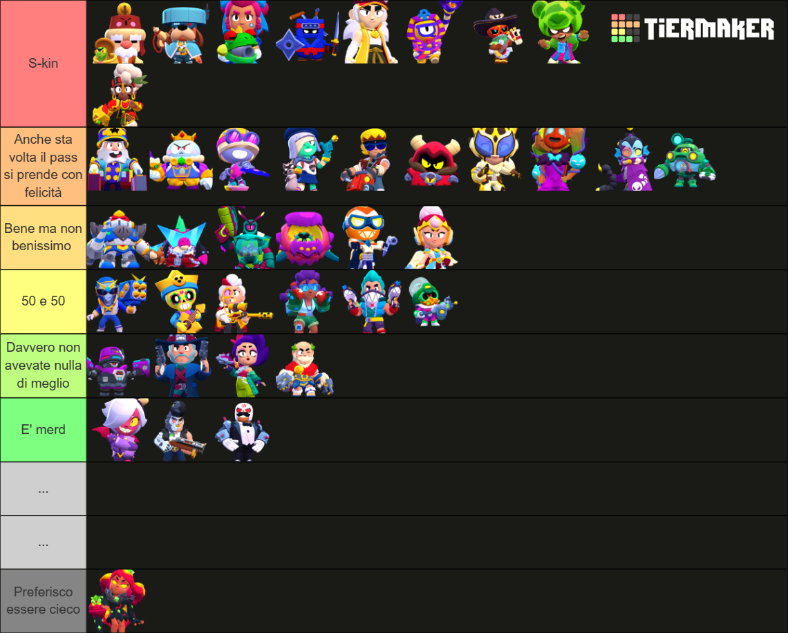 BRAWL PASS SKINS (S1-S20) Tier List (Community Rankings) - TierMaker