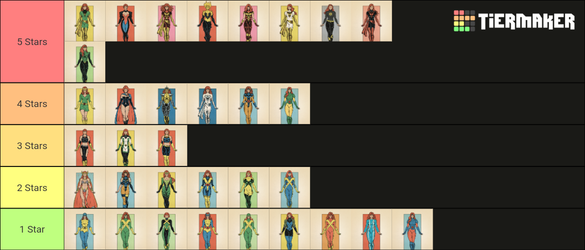 Jean Grey Uniforms Tier List (Community Rankings) - TierMaker