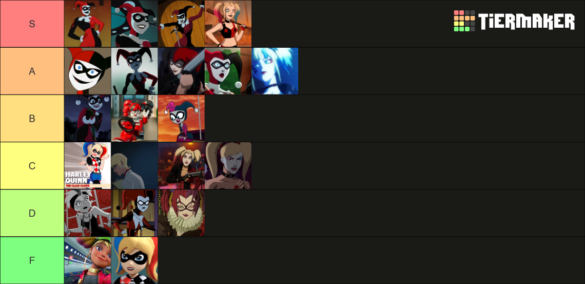 Harley Quinn animated designs Tier List (Community Rankings) - TierMaker