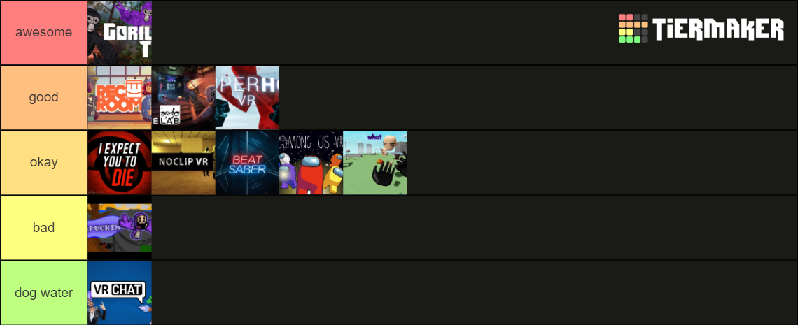 Rating VR Games Tier List (Community Rankings) - TierMaker