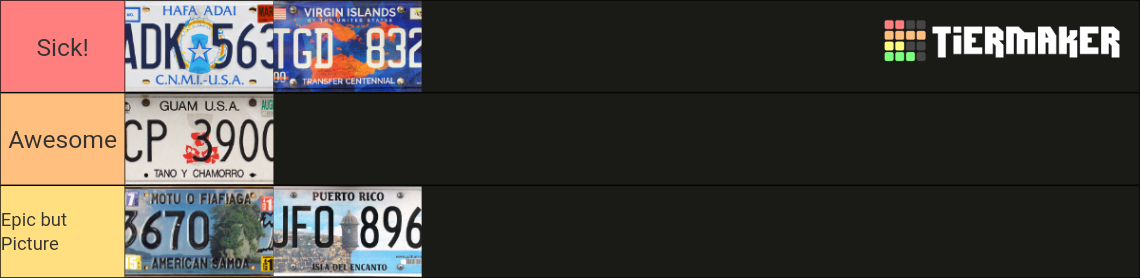 US License Plates + Territories (2022 Updated) Tier List (Community ...