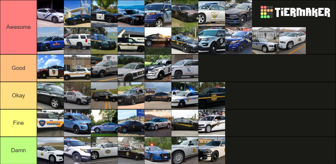 Every state police car Tier List (Community Rankings) - TierMaker