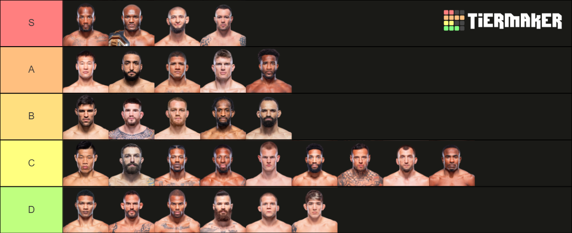 UFC Welterweight (05/23) Tier List (Community Rankings) - TierMaker