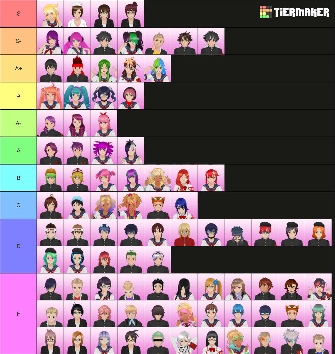 Yandere Simulator Characters Tier List (Community Rankings) - TierMaker